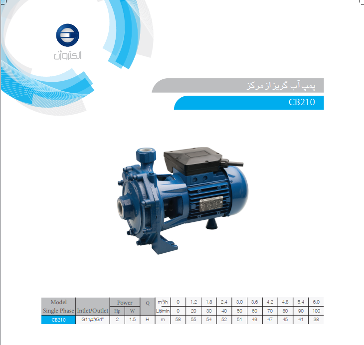 بهترین قیمت + گارانتی اصلی + کاتالوگ الکتروپمپ الکتروژن 2HP مدل CB210 ...